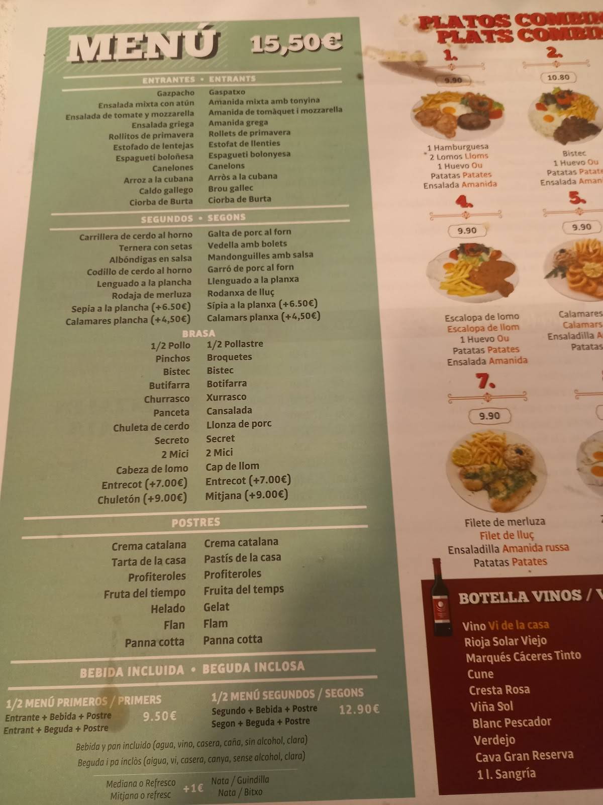 Menu at Buffet Restaurante Mont-Roig, Biure