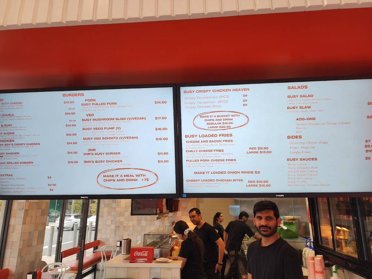 Menu at Busy Burgers Dingley restaurant, Dingley Village