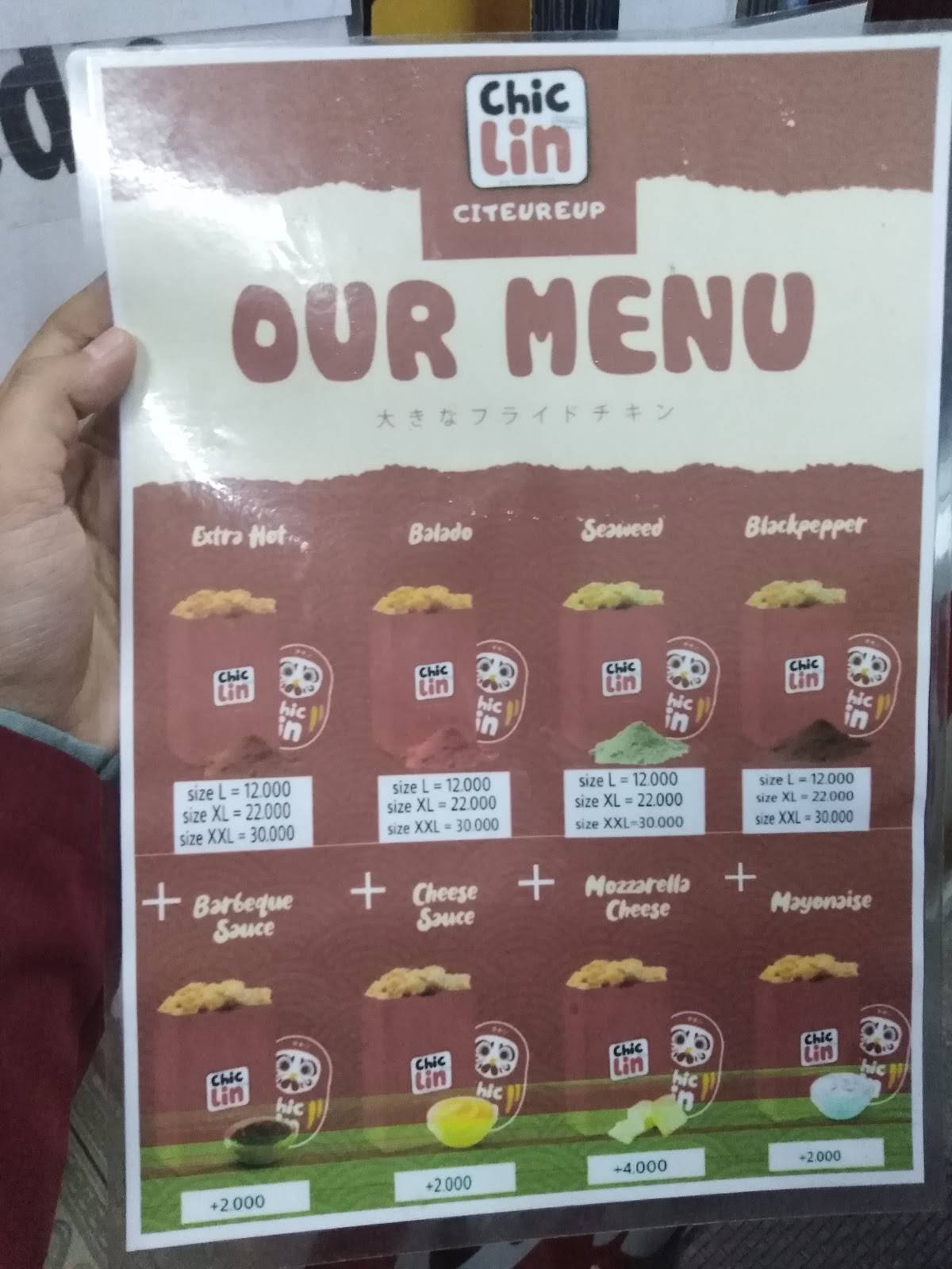 Menu at CHICLIN & DUMTHAITEA Citeureup restaurant, Indonesia