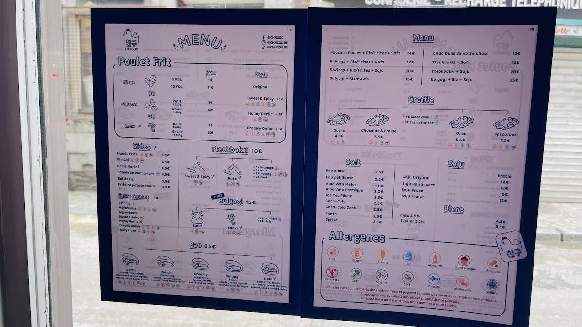 Menu au CHINGOO - Korean Street Food, Liège