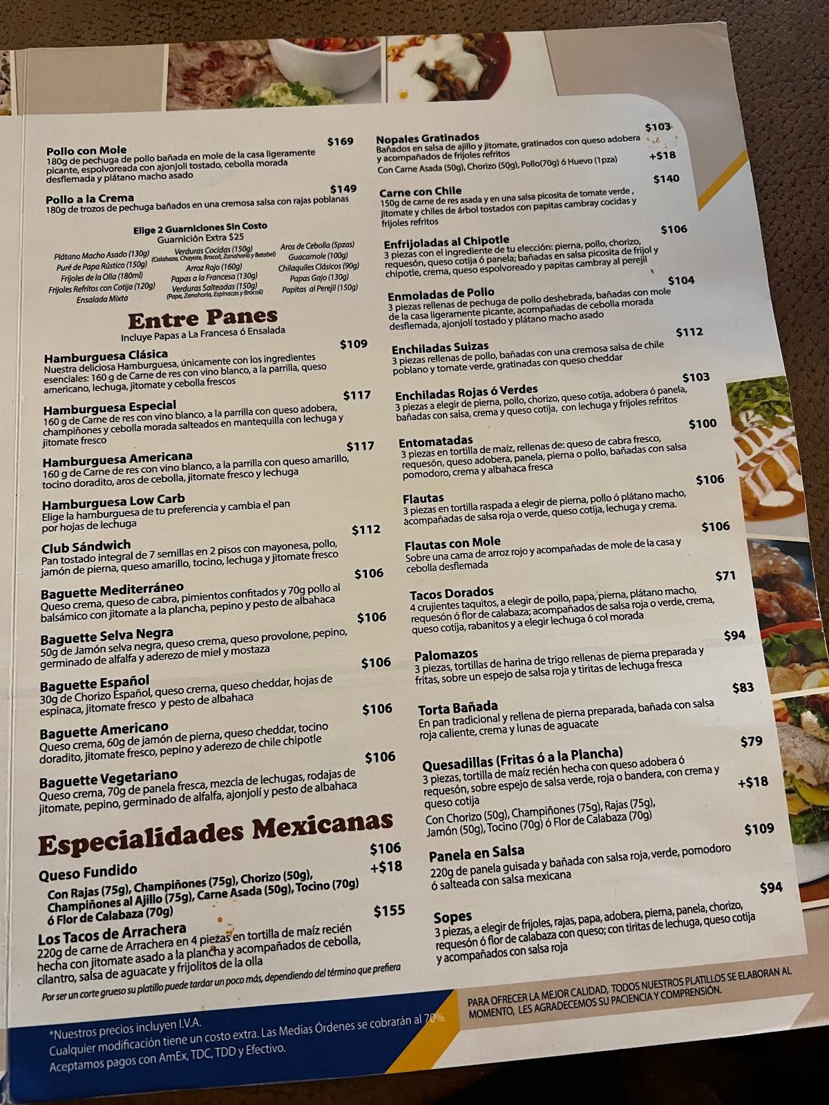Carta de Café El Colibrí, Zapopan, Av. de Las Fuentes 68