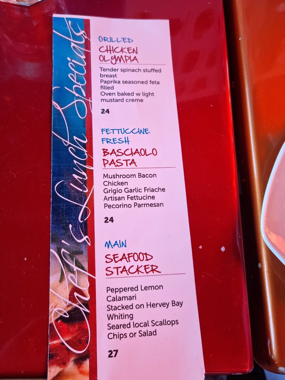 Menu at Marina Balaena restaurant, Urangan