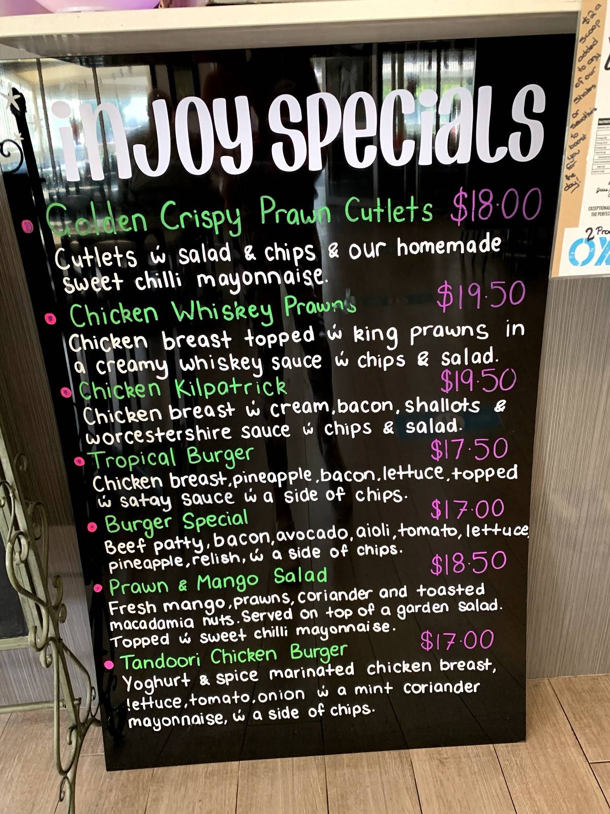 Menu at Cafe Injoy is Open 7 days a week., Nicholls