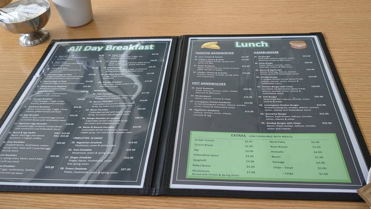 Menu at Cafe at Bayliss, Heritage Park