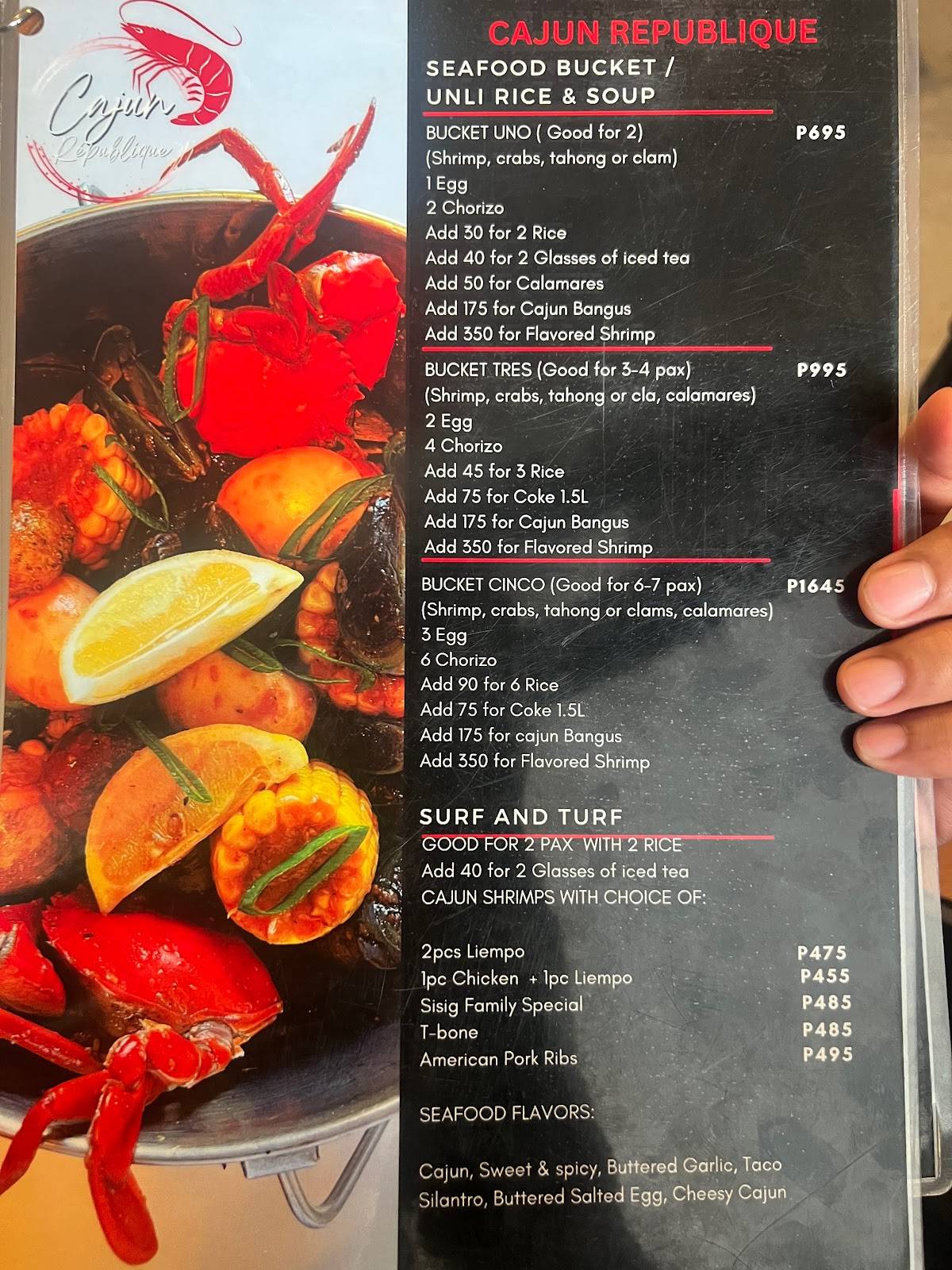 Menu at Cajun Republique, Binmaley, Baywalk