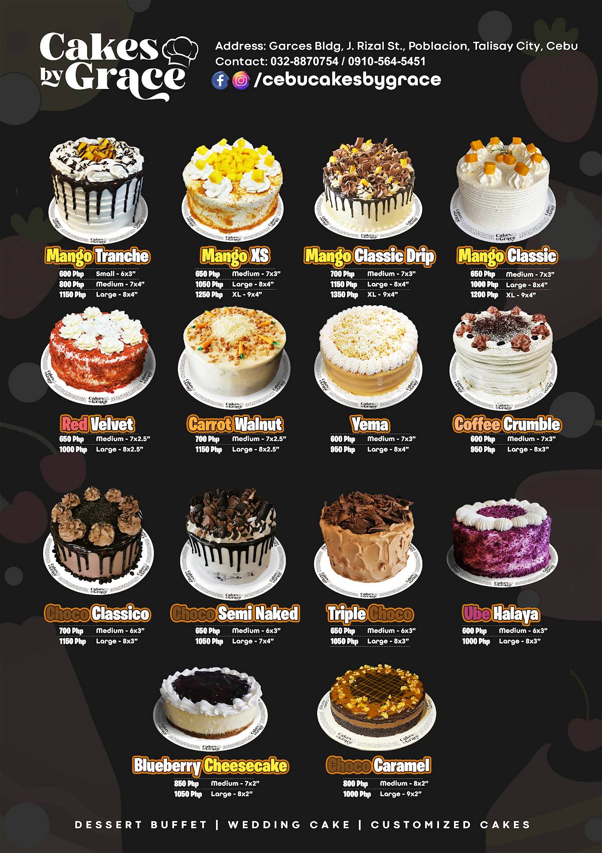 Menu at Cakes by Grace The Cake Cafe, Talisay City
