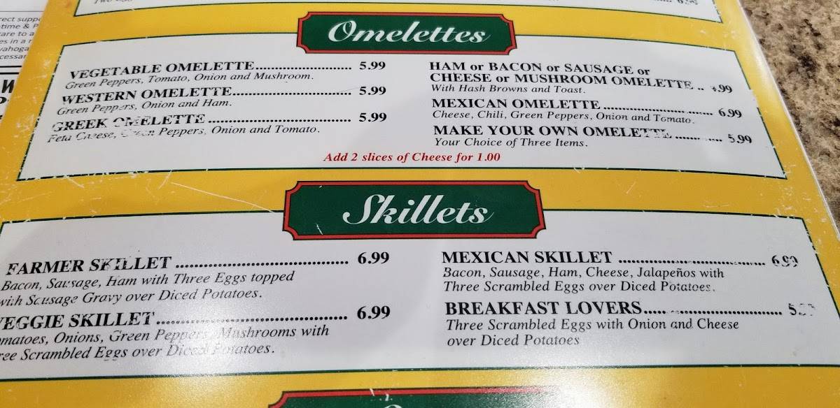 Menu at Canary's Family Restaurant, North Olmsted