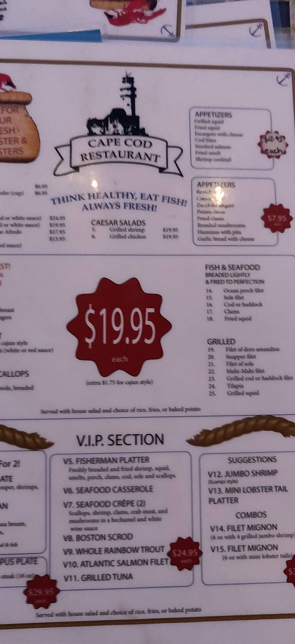 Menu at Restaurant Cape Cod, Sainte-Anne-de-Bellevue