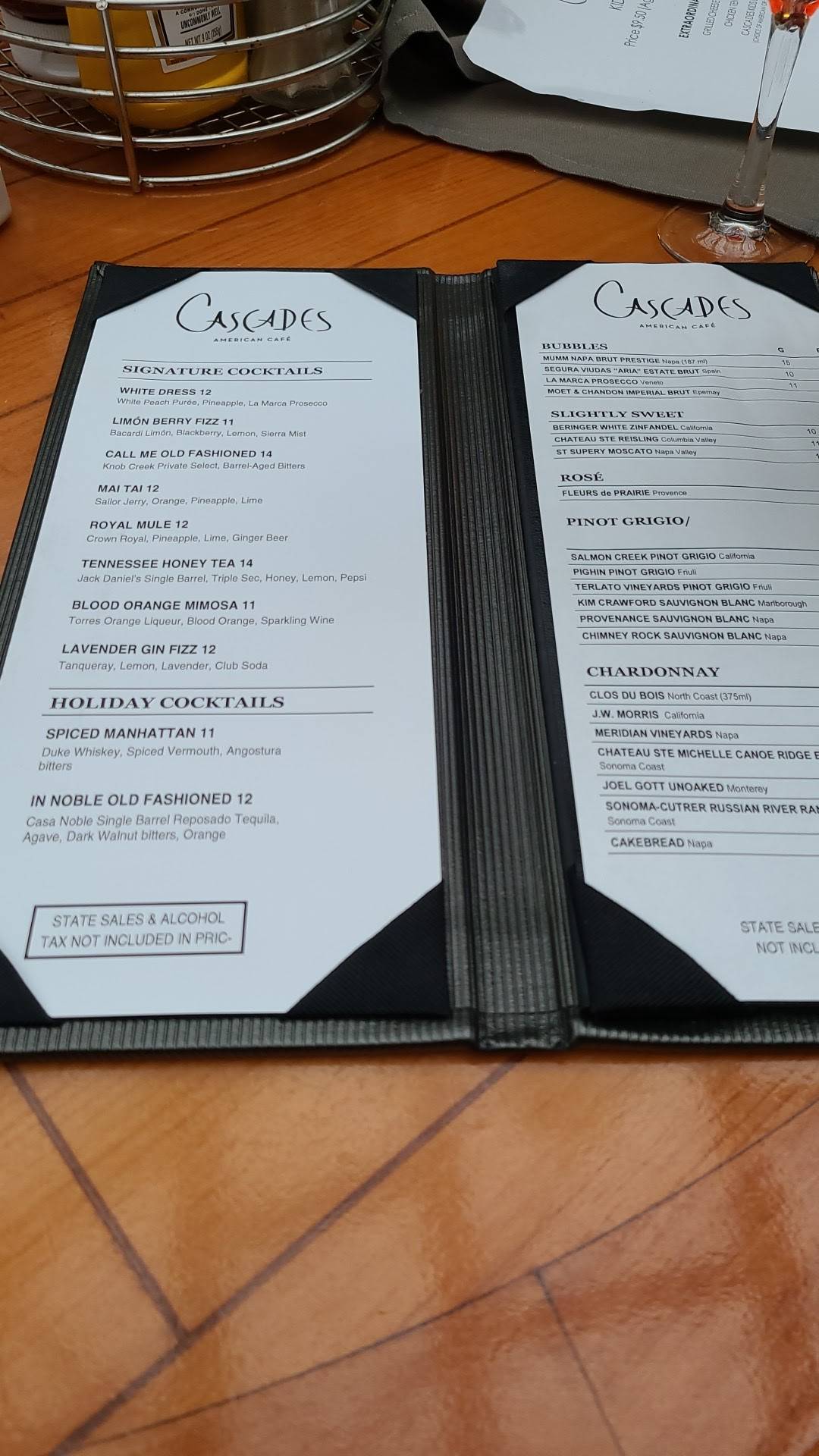 Menu at Cascades American Cafe, Nashville