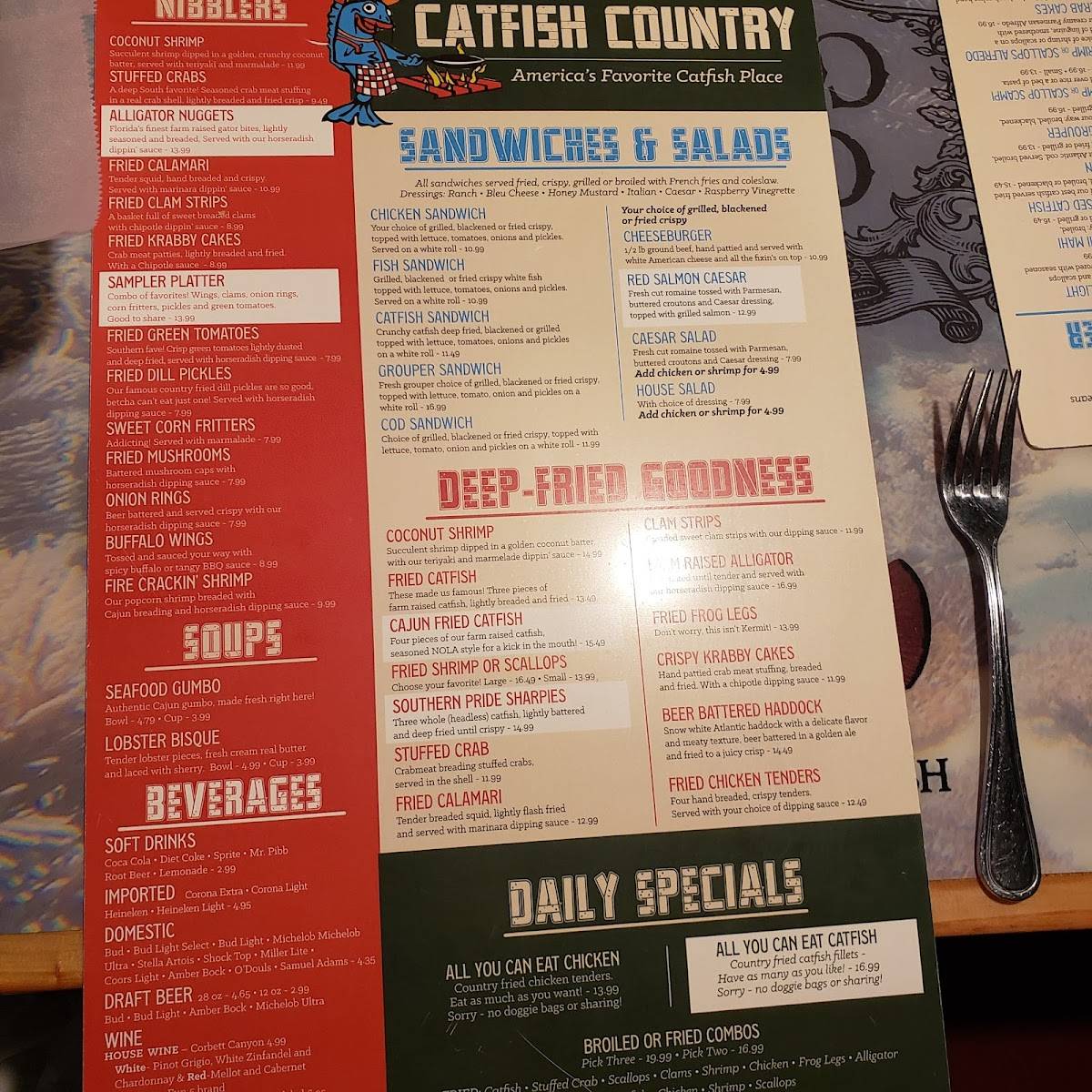 Menu at Catfish Country Restaurant, Bartow