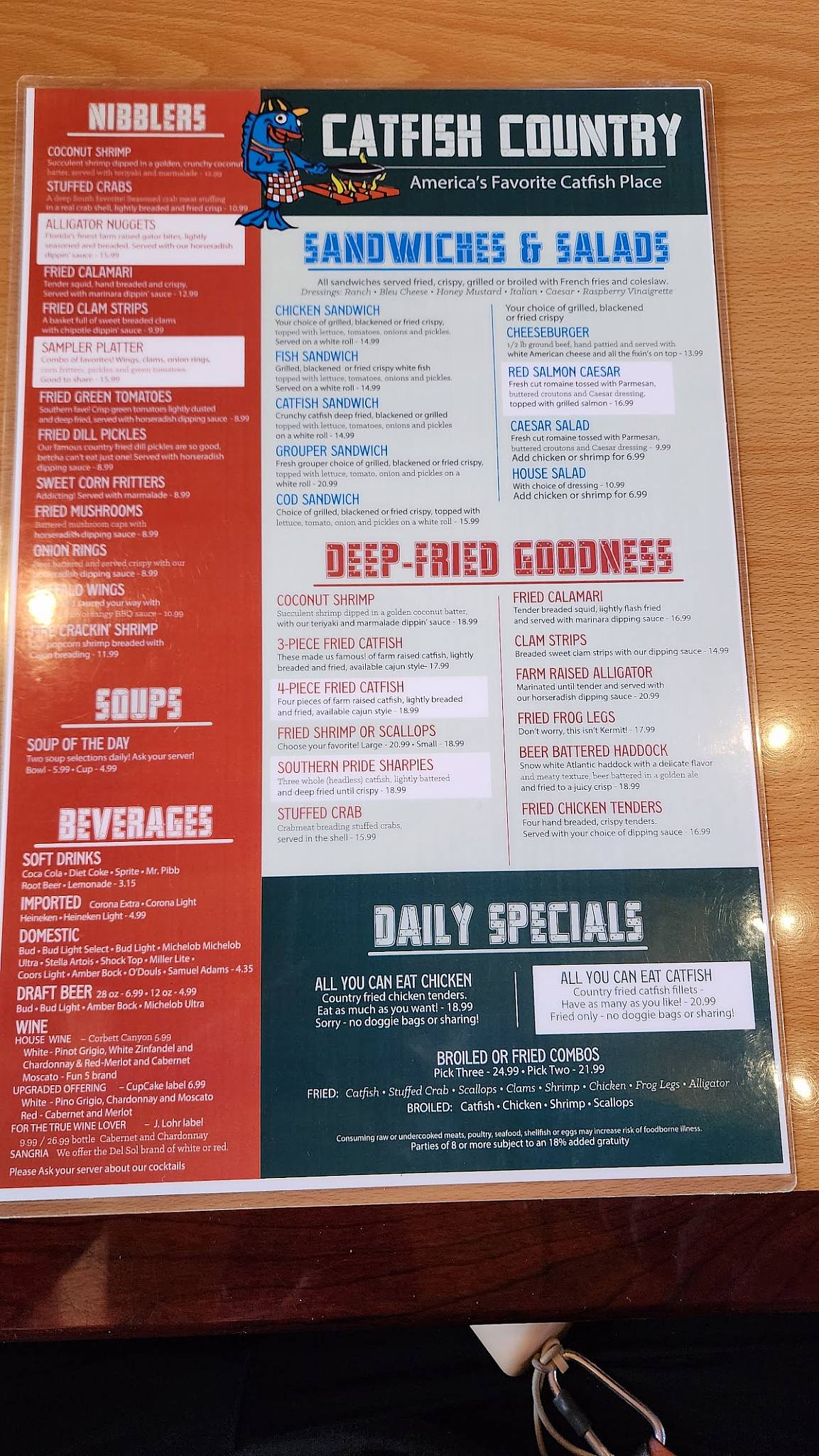 Menu at Catfish Country Restaurant, Bartow