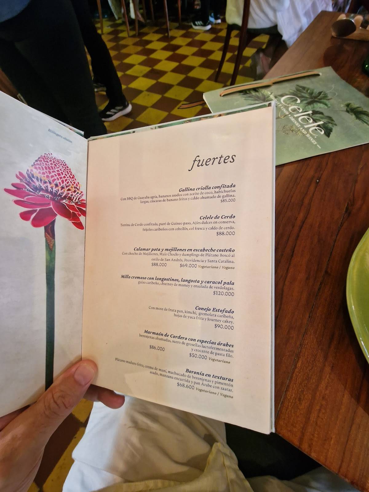 Menu at Celele by Proyecto Caribe Lab restaurant, Cartagena
