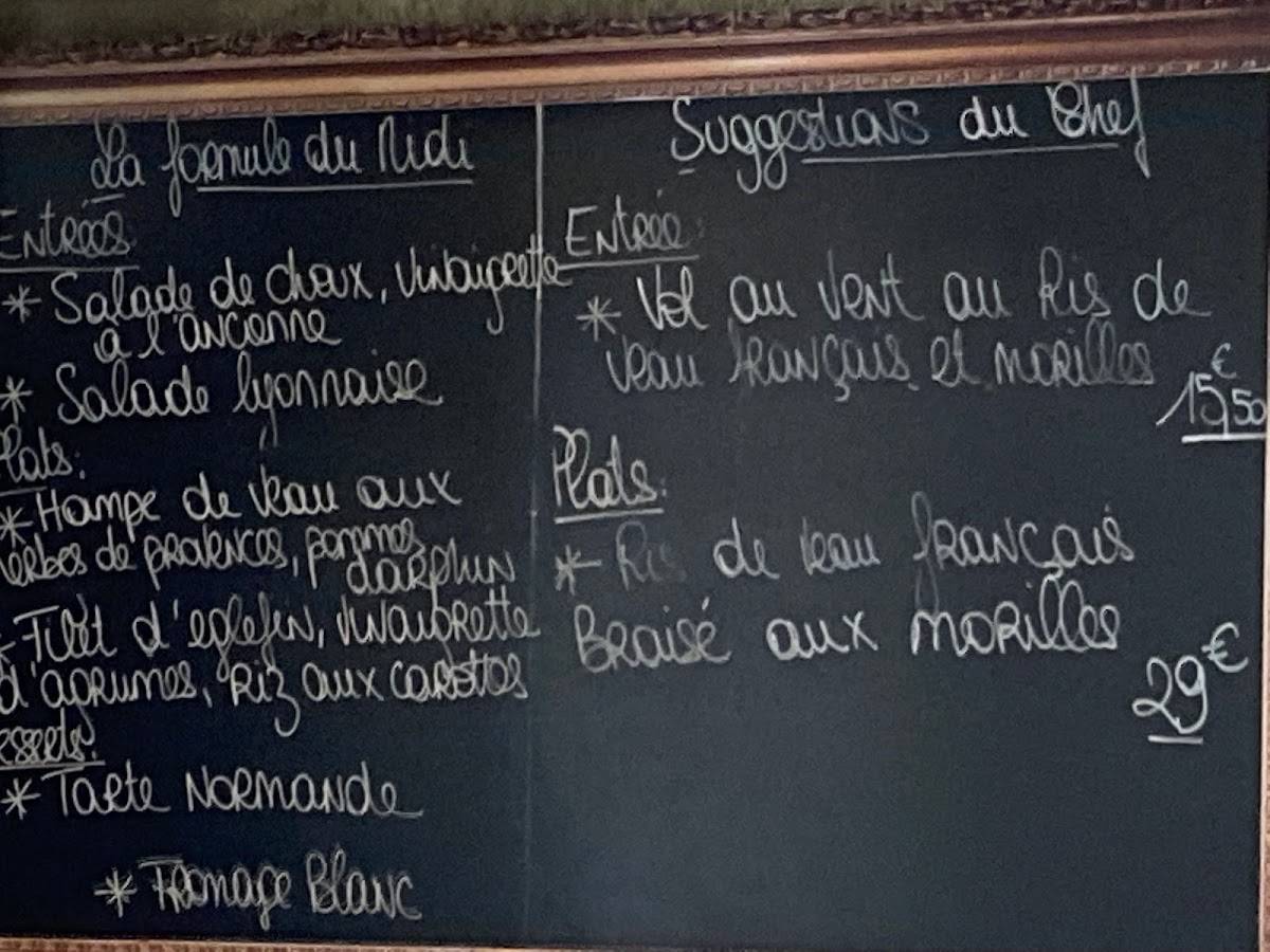 Menu au Chez Léon restaurant, Dijon, 20 Rue des Godrans