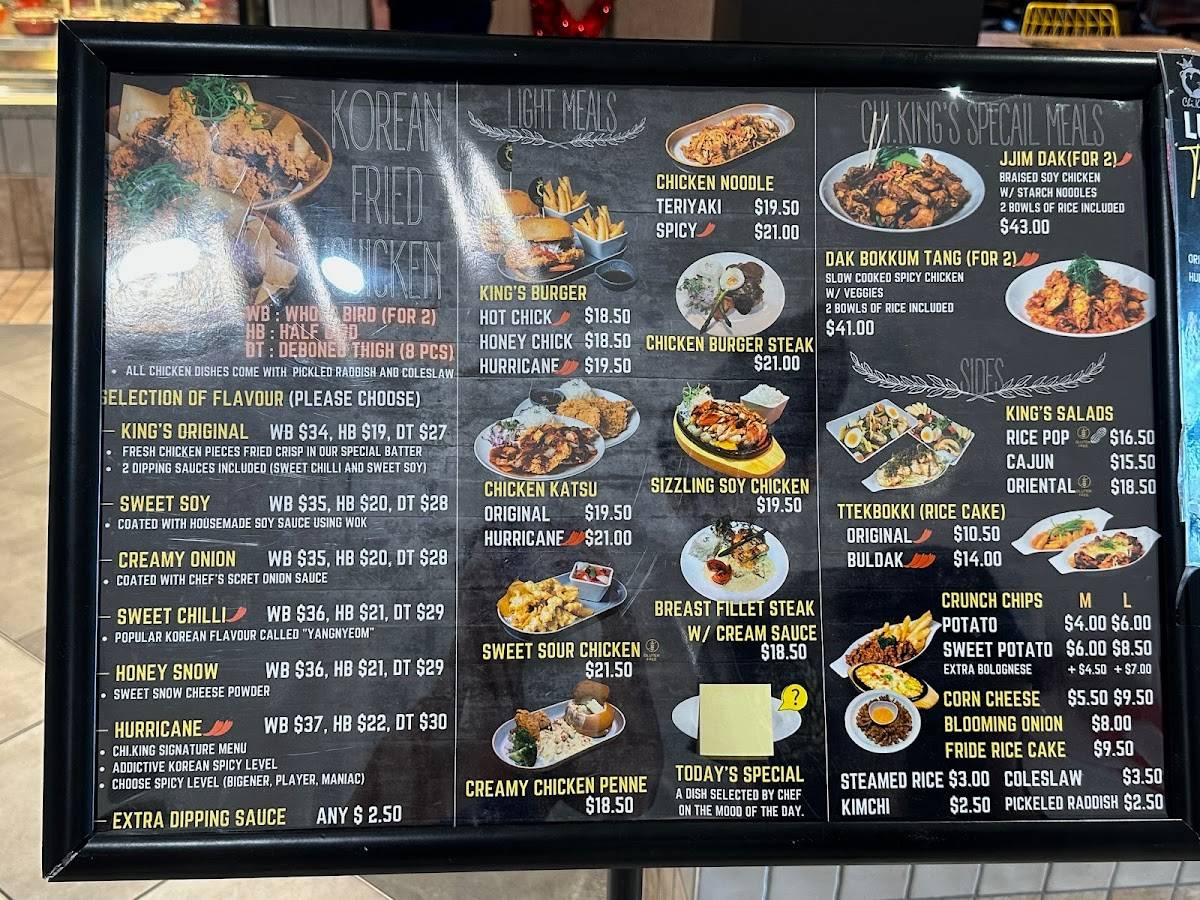 Menu at Chi.King Korean Fried Chicken at Castletown restaurant, Hyde Park