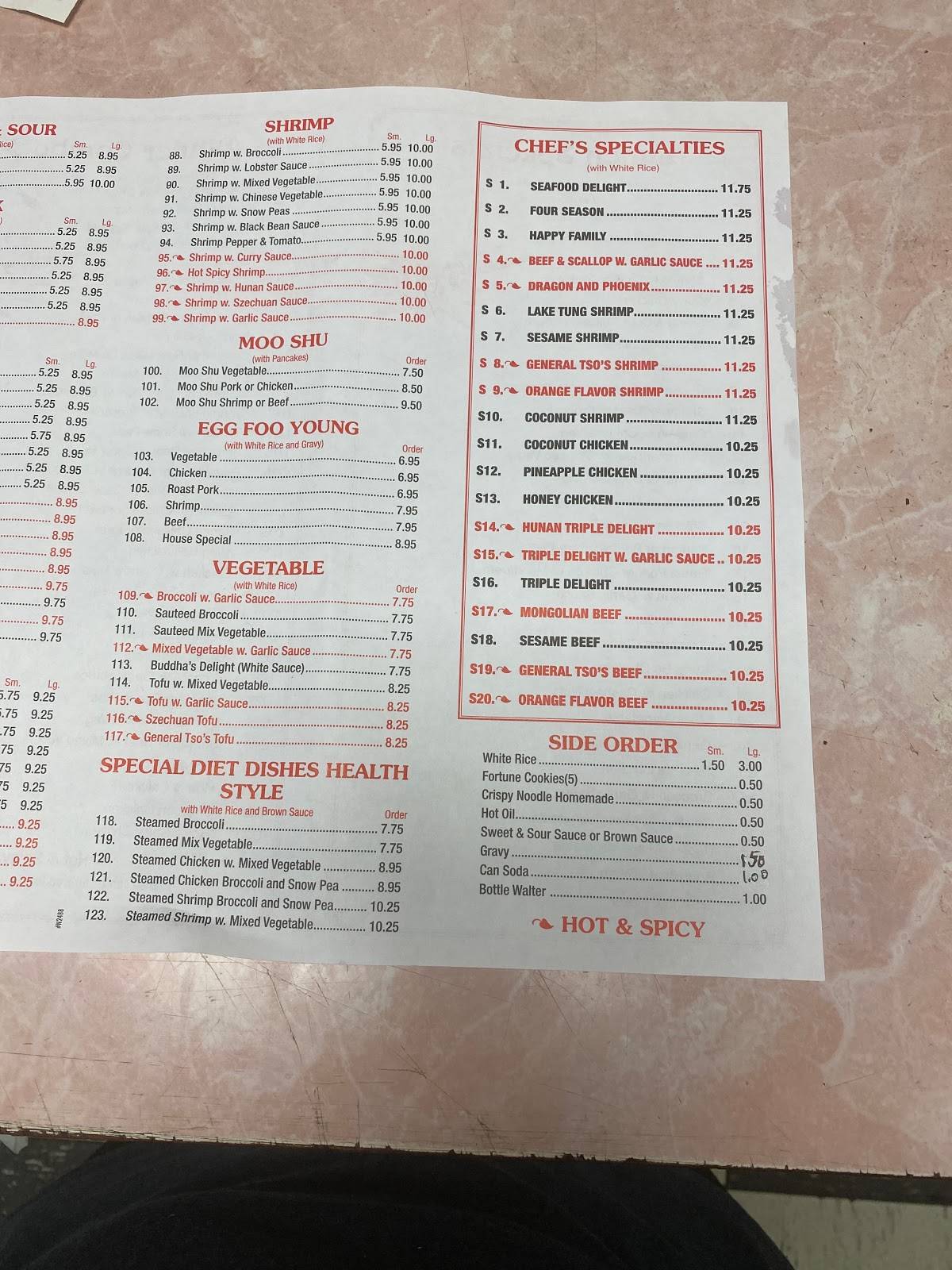 Menu at Chung Chinese Restaurant, Warren, North Rd SE