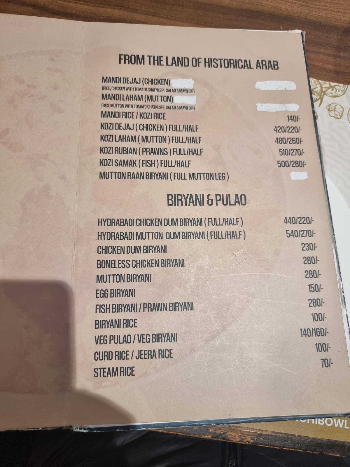 Menu at CoalSpark Restaurant, Hyderabad