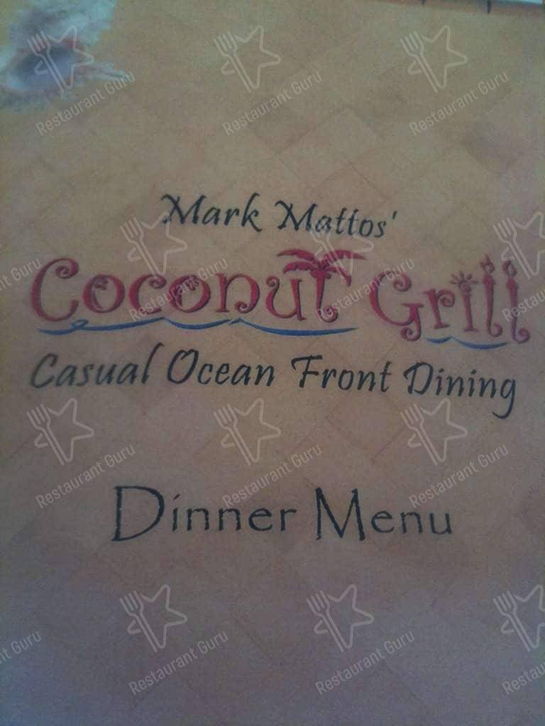 Menu at Coconut Grill restaurant, Hilo