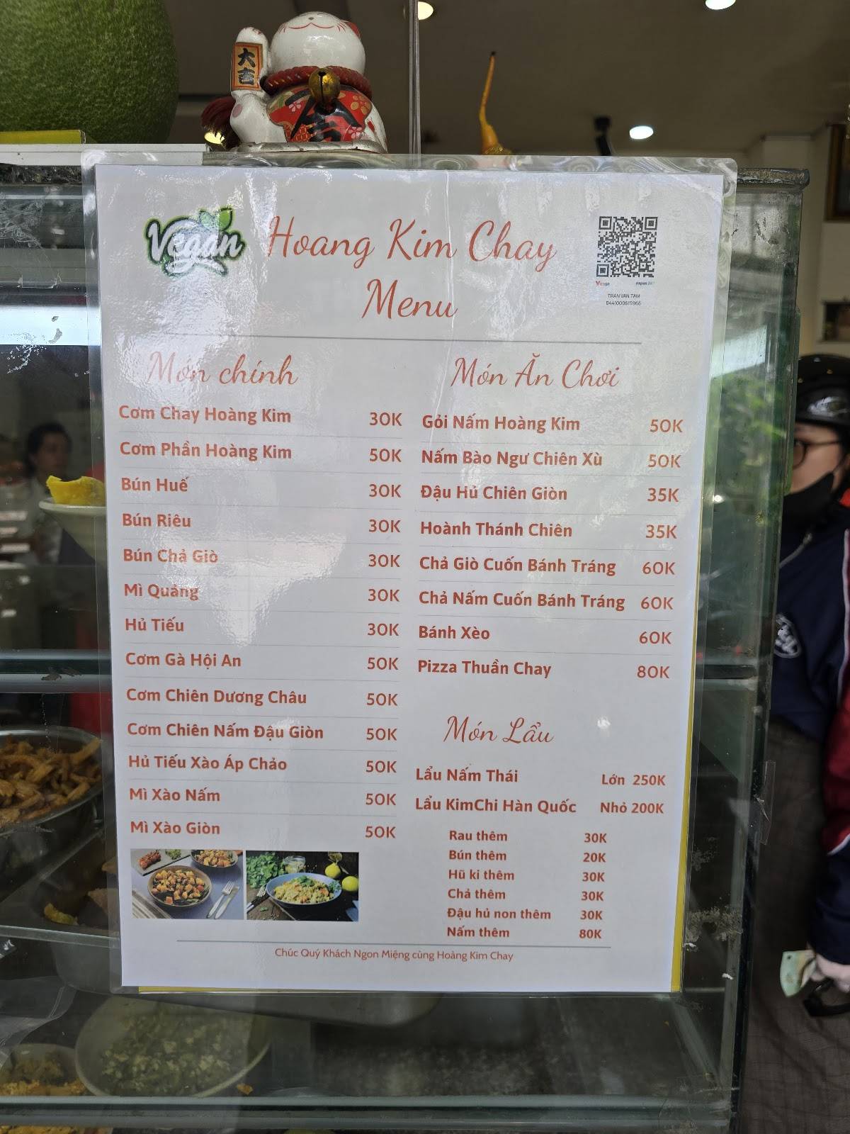 Menu at Cơm Chay Hoàng Kim restaurant, Ho Chi Minh City, 348 Đ. Lê ...