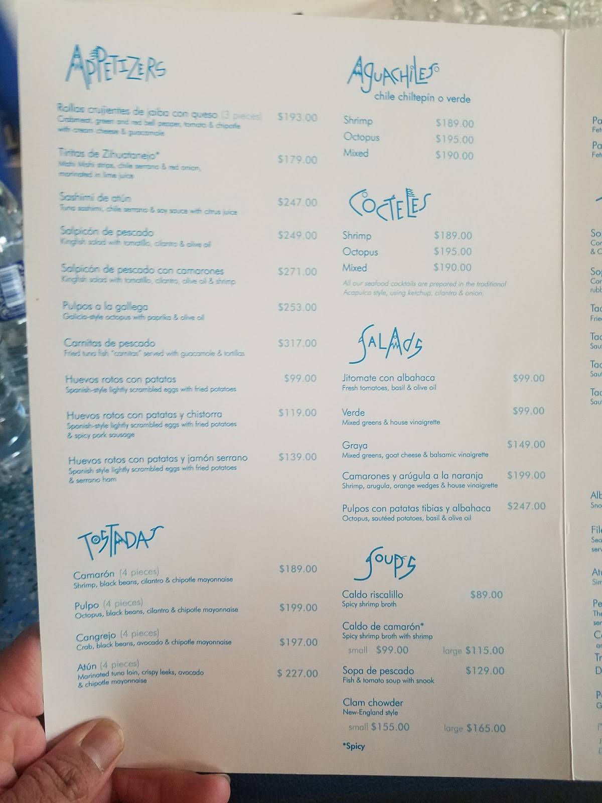 Carta del restaurante Contramar, Ciudad López Mateos, Durango 200