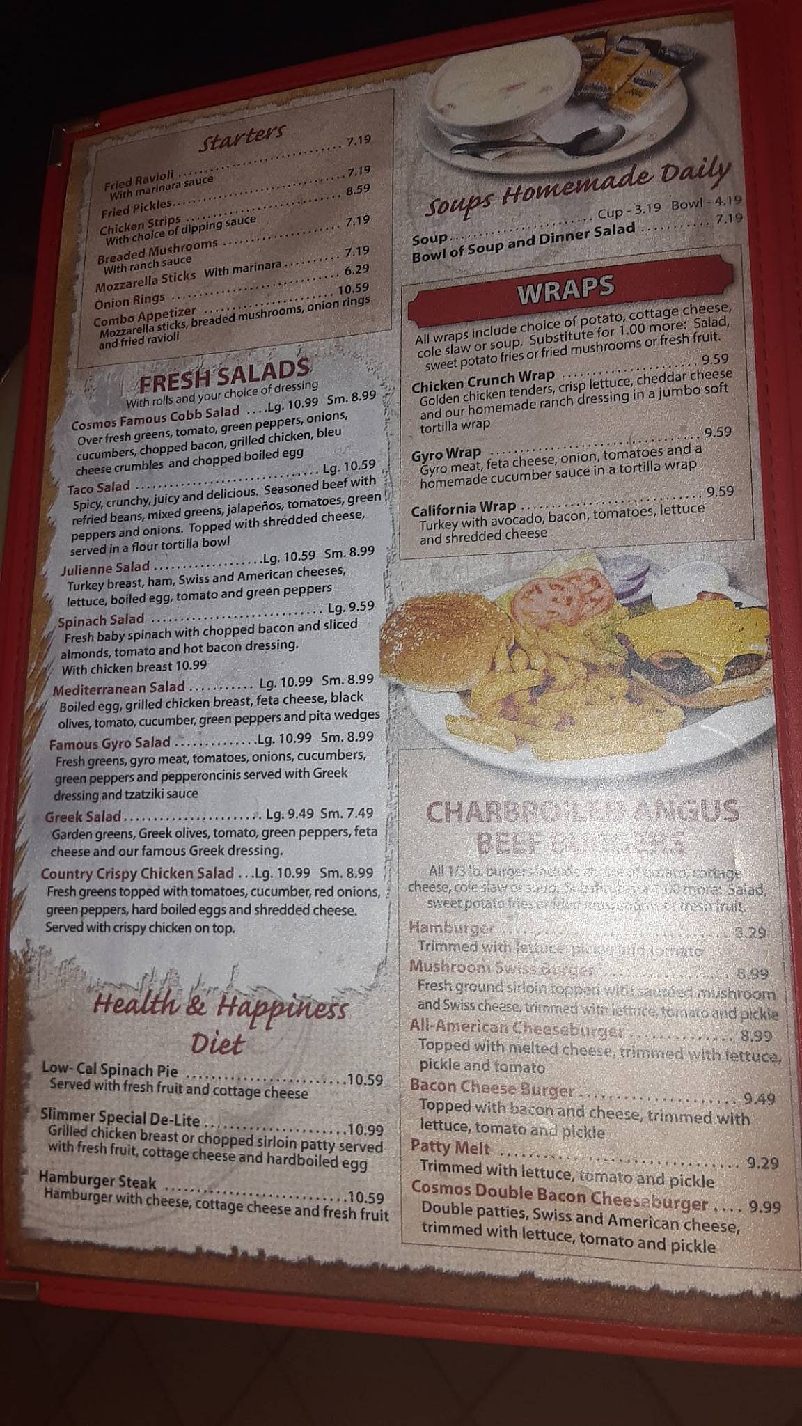 Menu at Cosmos Restaurant, Defiance