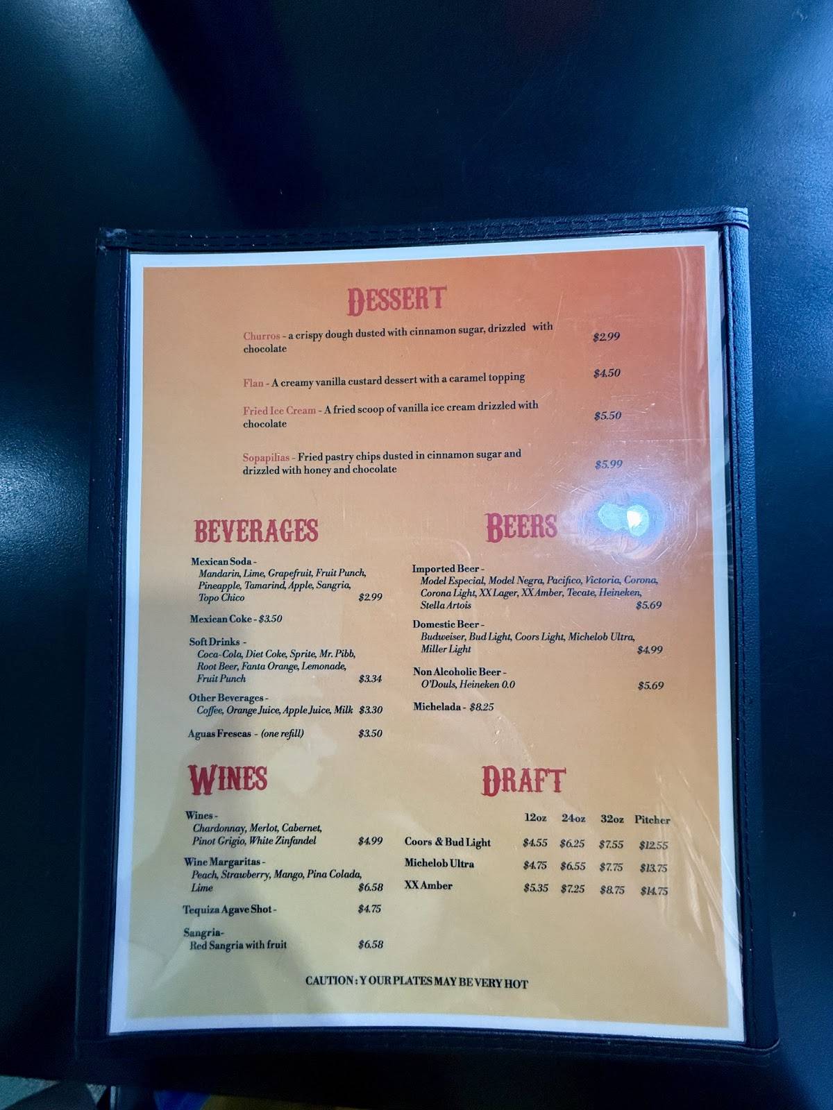 Menu at Coyote Rojo restaurant, Groveland