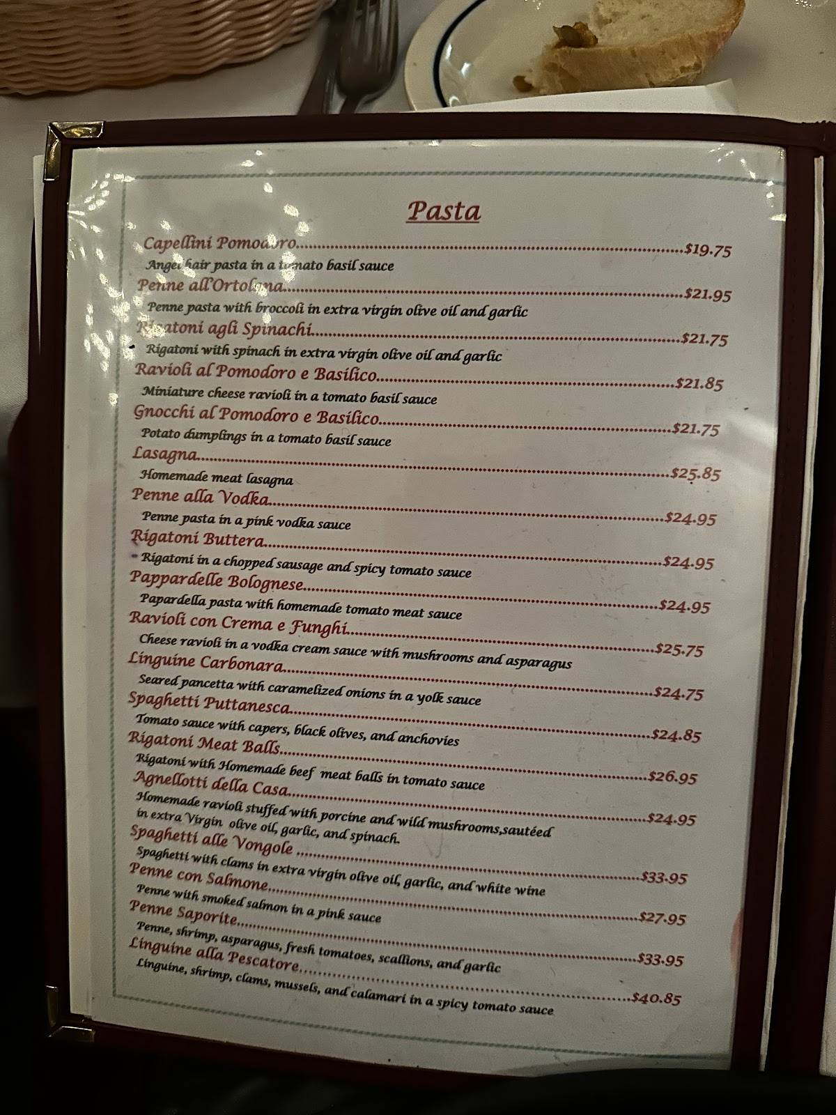 Menu at Da Marino NYC restaurant, West New York