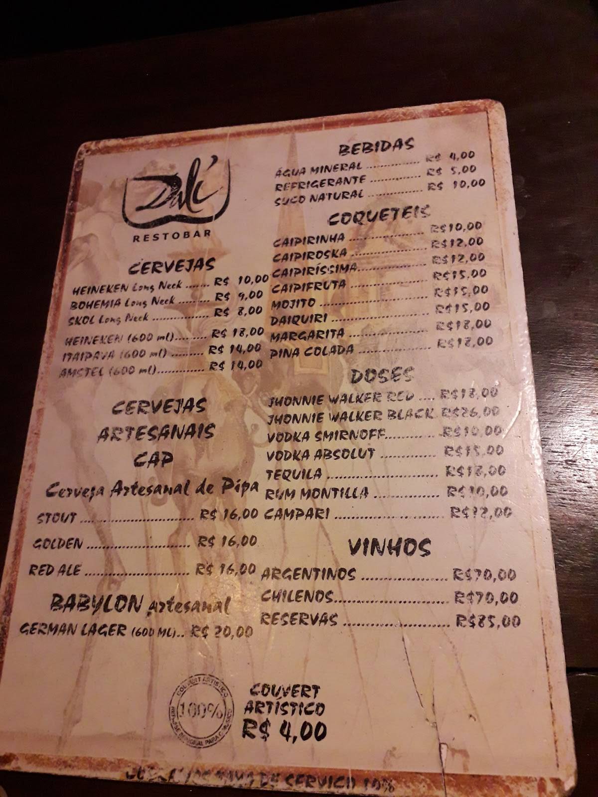 Menu em Dali Restaurante e Bar, Pipa