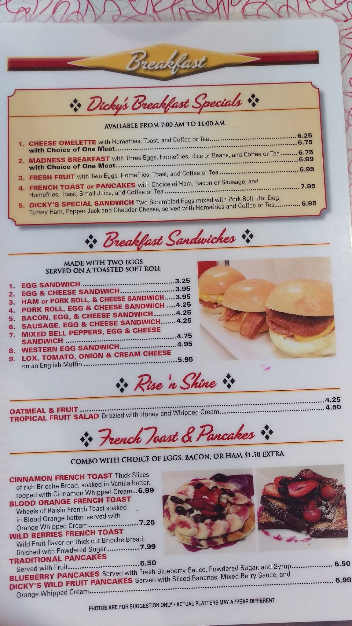 Menu at Dicky's Dogs restaurant, Toms River