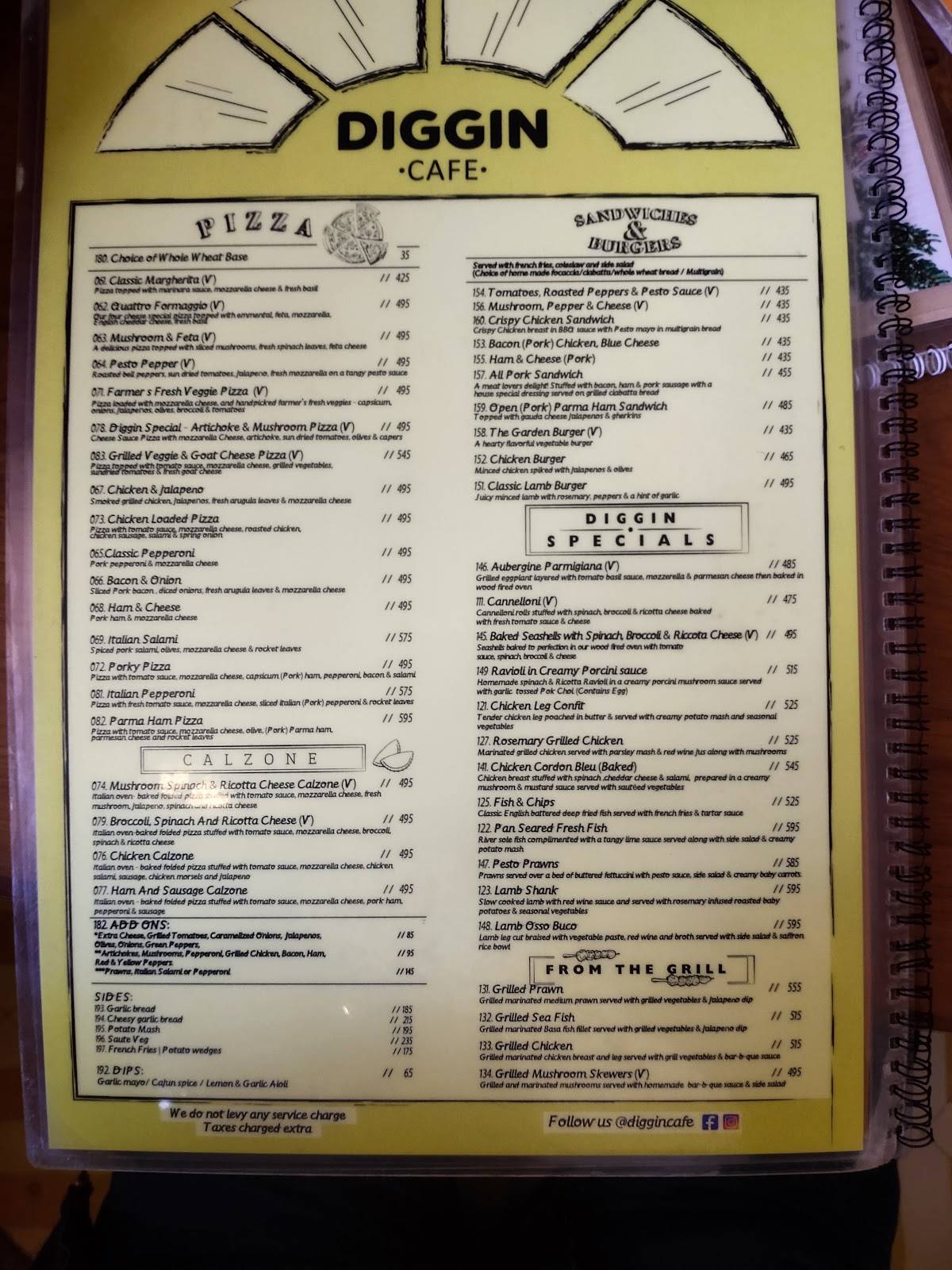 Menu at Diggin Cafe, New Delhi, Santushti Shopping Complex Shop No-10 ...