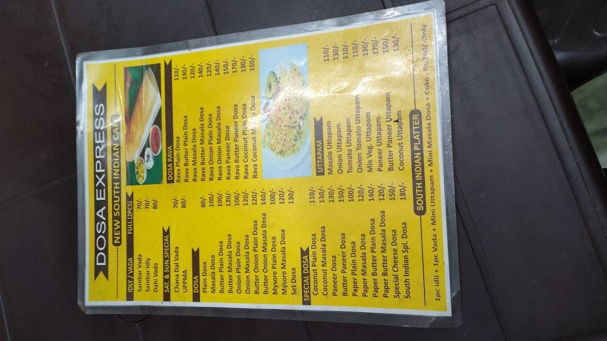 Menu at Dosa Express, Faridabad