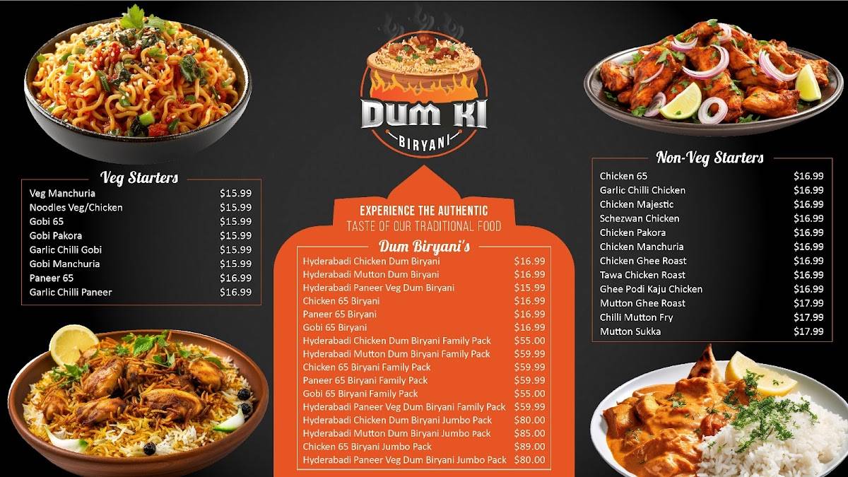 Menu at Dum Ki Biryani restaurant, Hoppers Crossing
