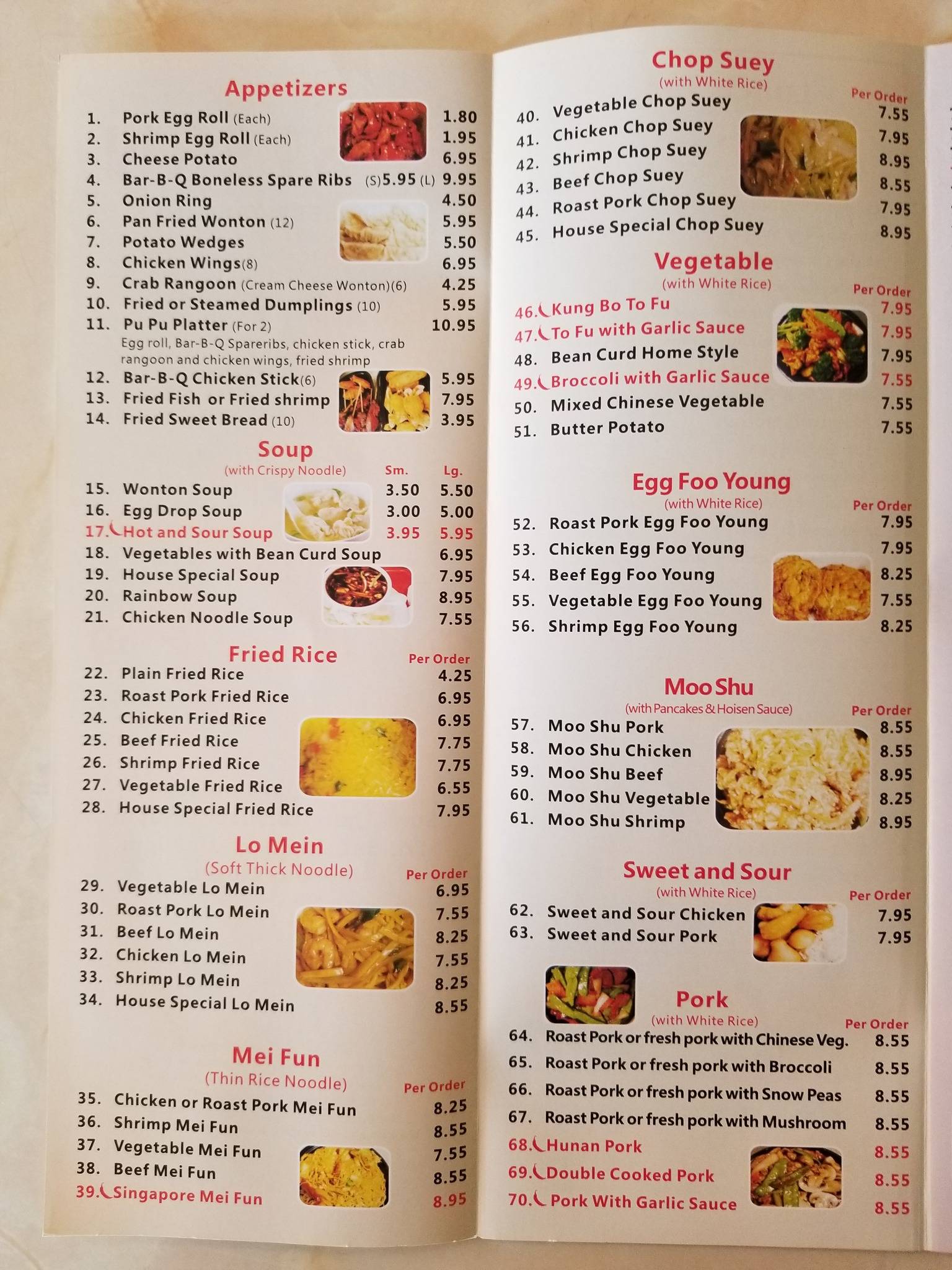 Menu at Eastern Chinese Restaurant, Ladysmith