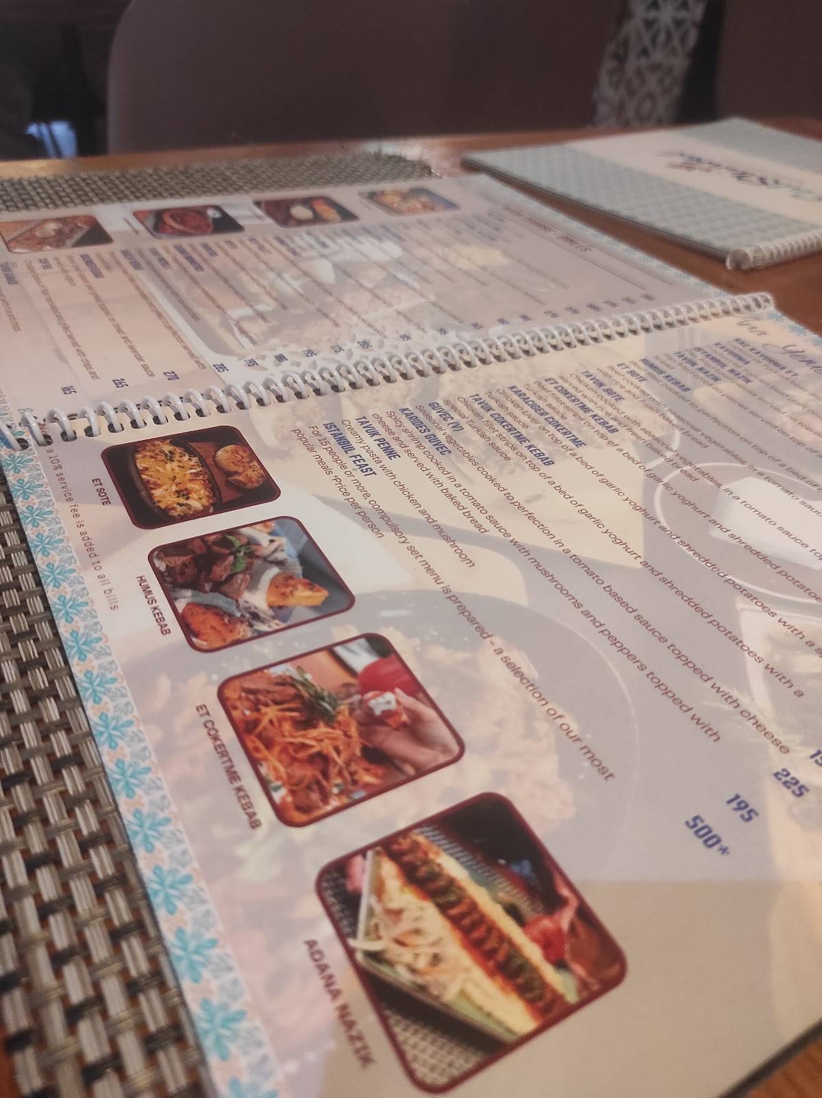 Menu at EatStanbul restaurant, Cape Town