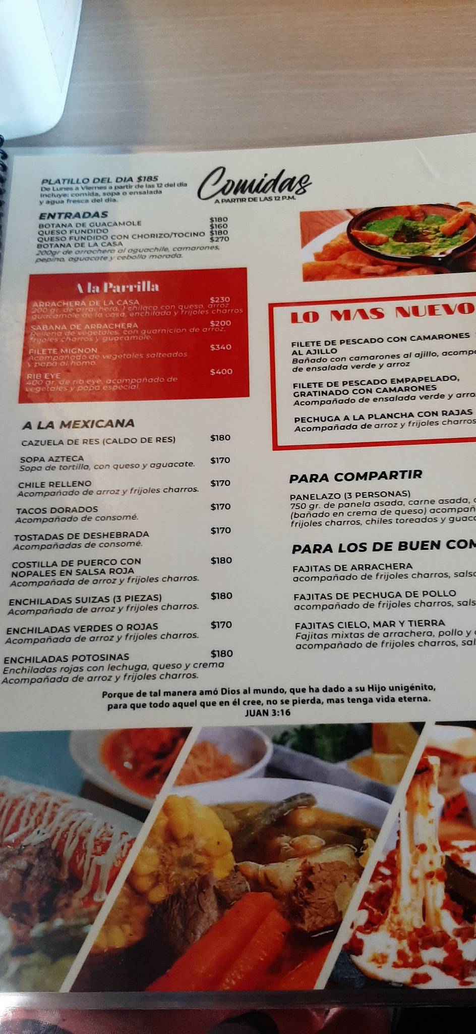 Menu at El Antojo restaurant, Tecate