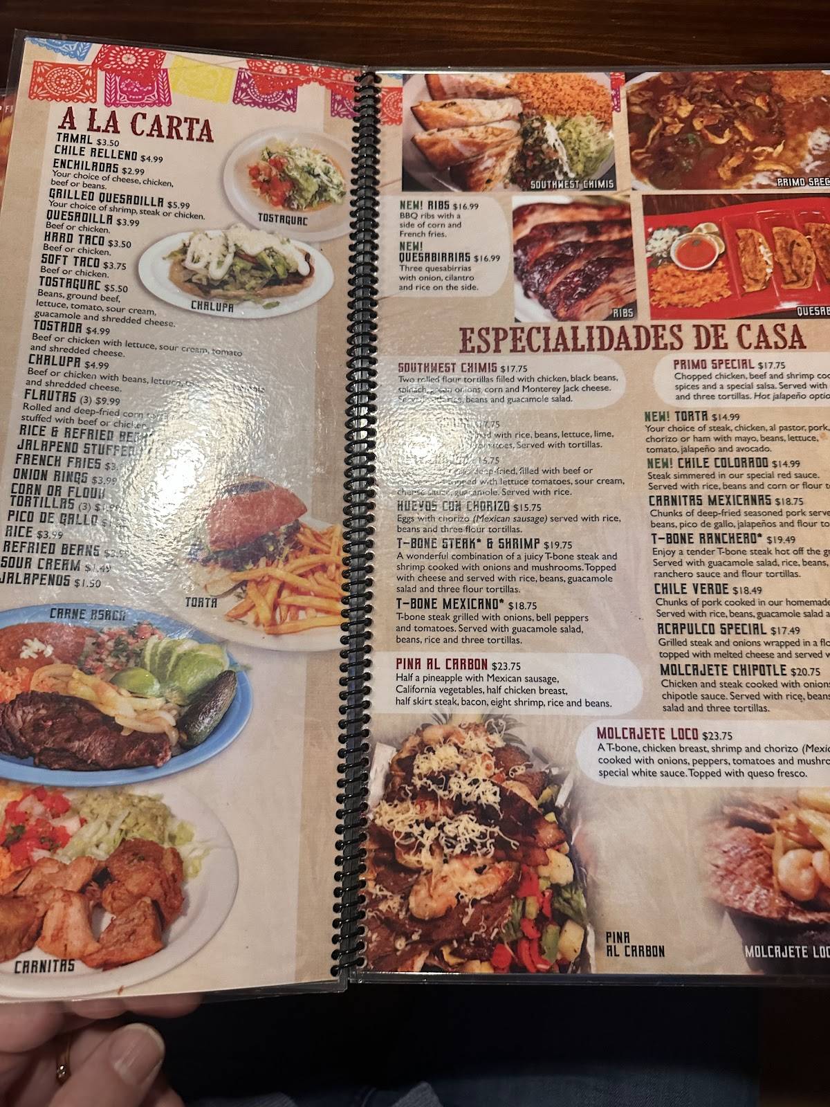 Menu at El Burrito Feliz restaurant, Fremont