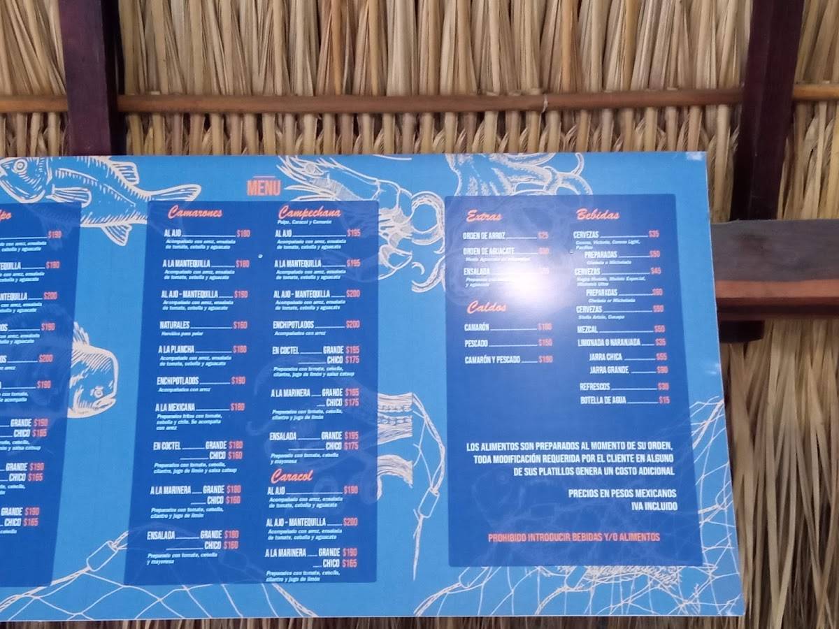Menu at El Grillo Marinero restaurant, La Crucecita