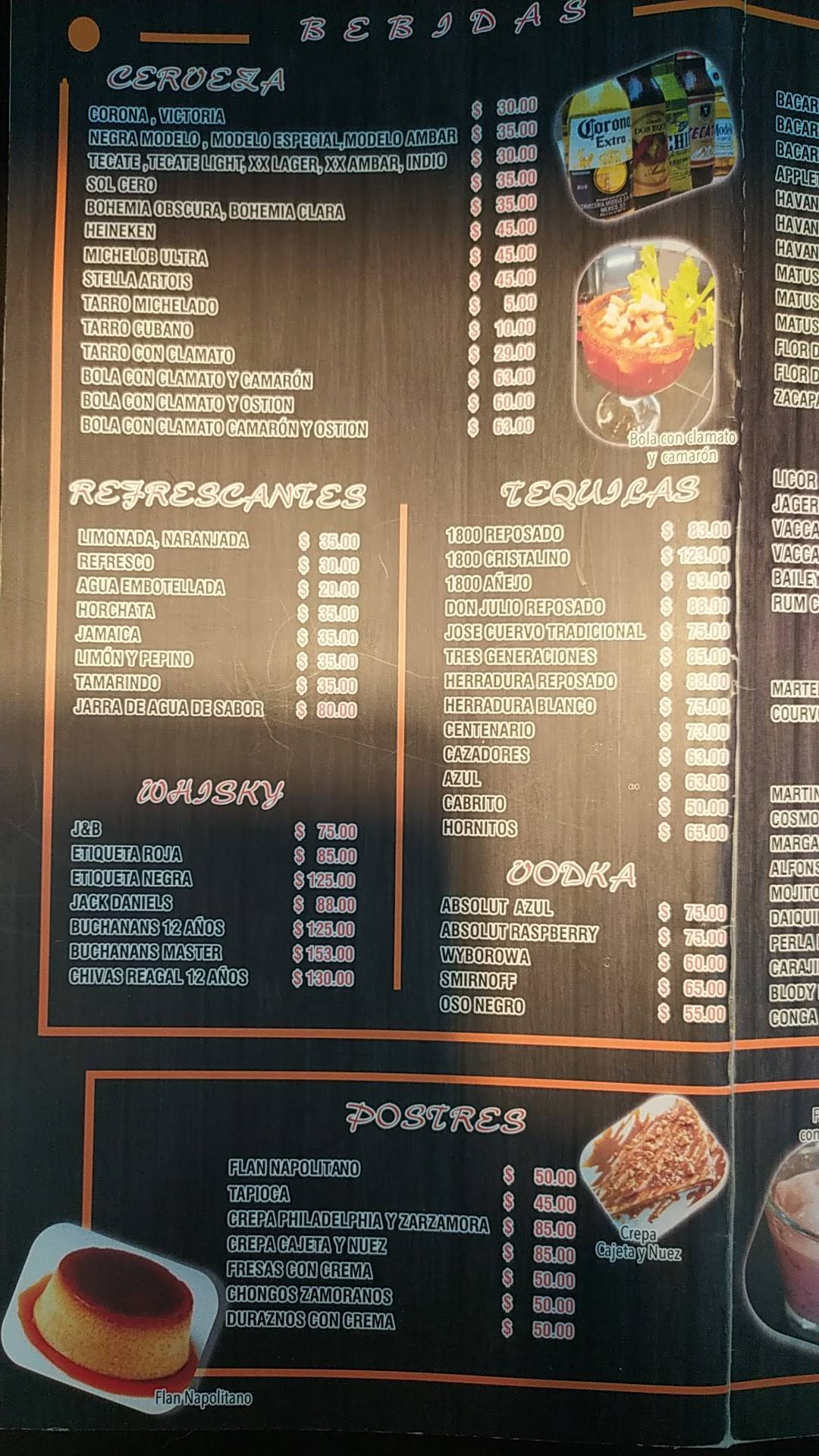 Carta del restaurante El Pulpo Rumbero, Cuautitlán Izcalli