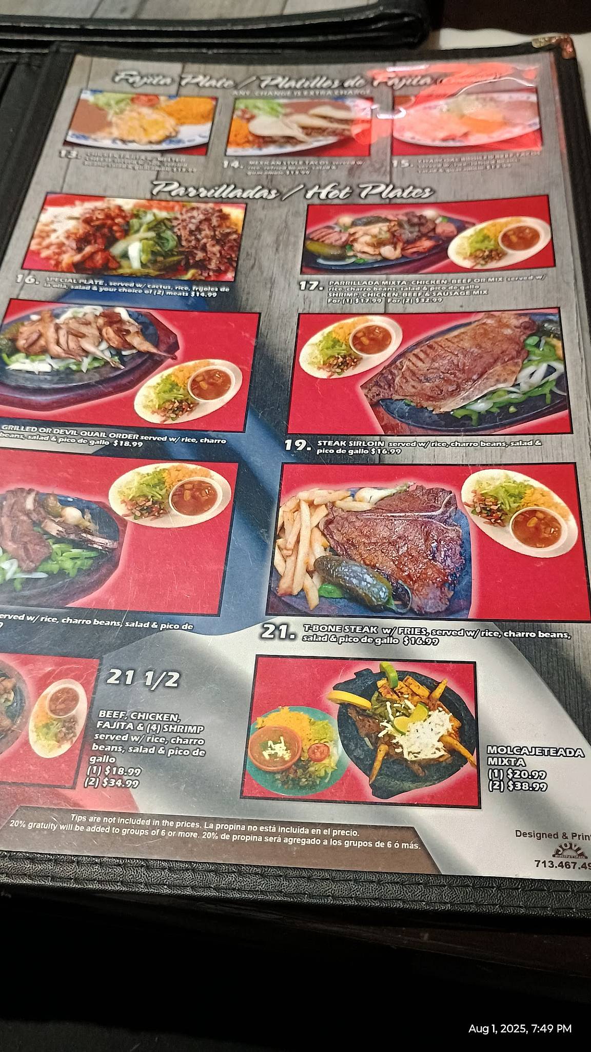 Menu at El TEJAS MEXICAN RESTAURANT, Haltom City