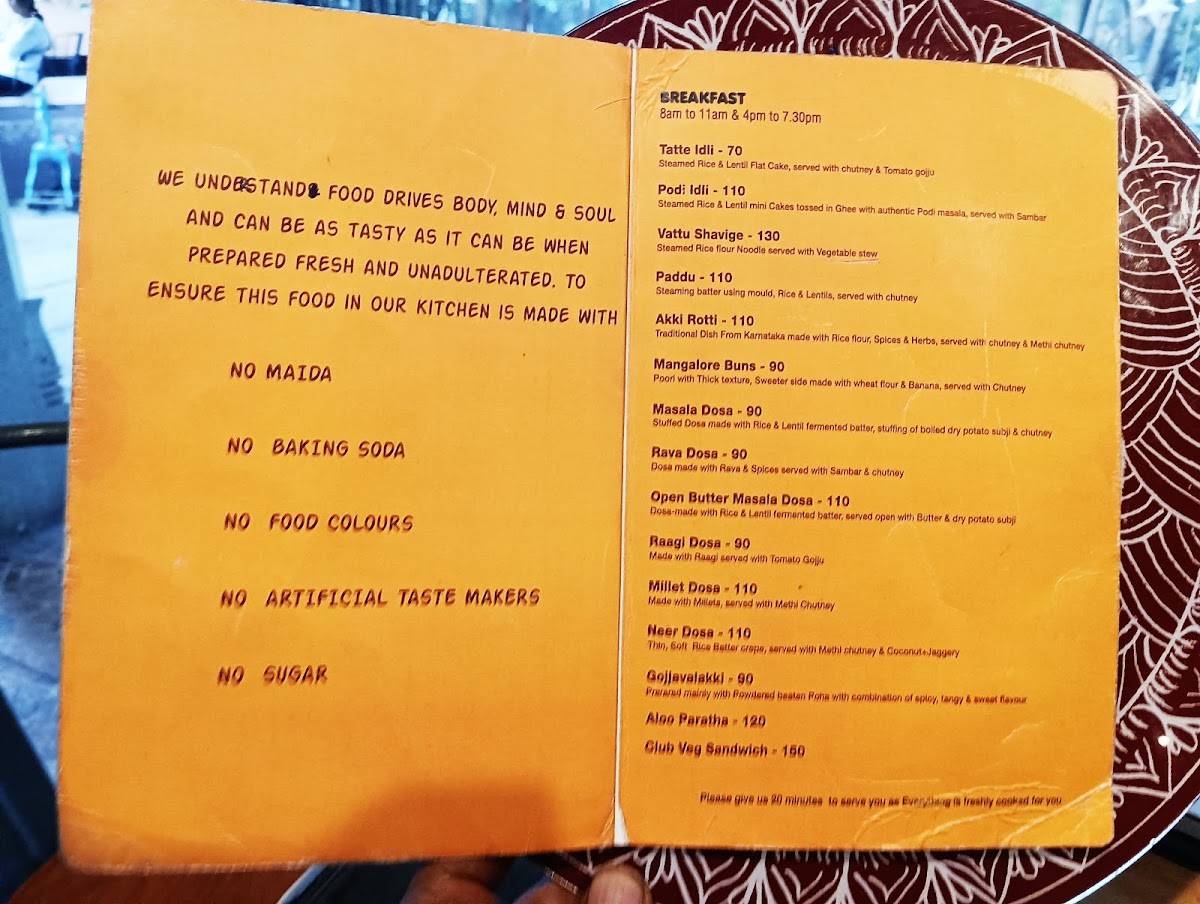 Menu at Elephant's High cafe, Bengaluru
