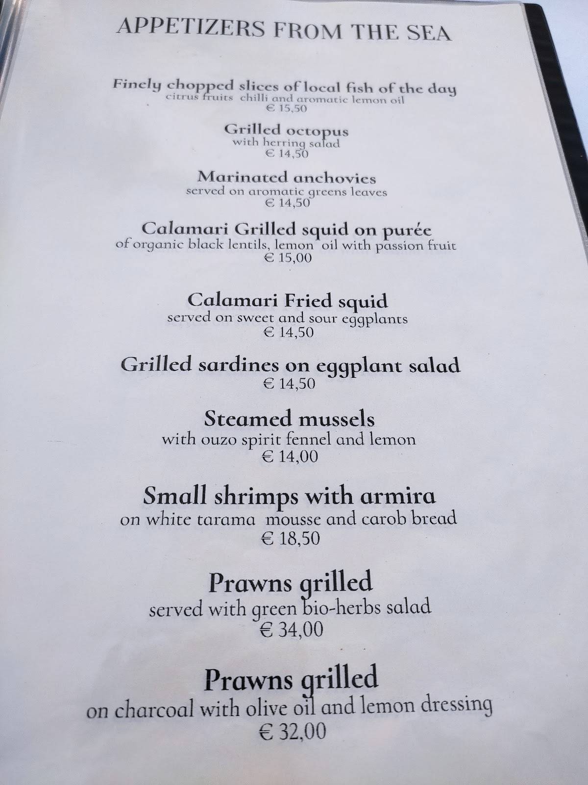 Menu at FERRYMAN, Elounda