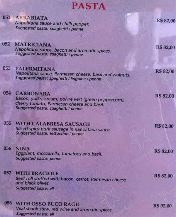 Menu em Famiglia Mancini Trattoria restaurante, São Paulo, Rua Avanhandava