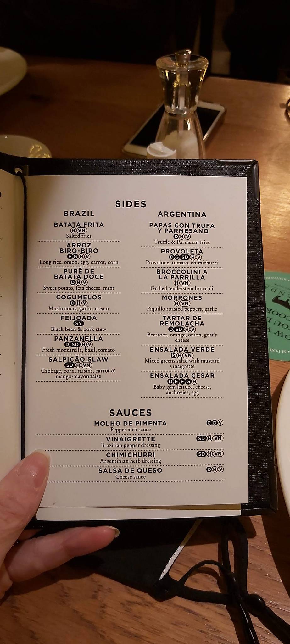 Menu at Fazenda Rodizio Bar & Grill, Edinburgh