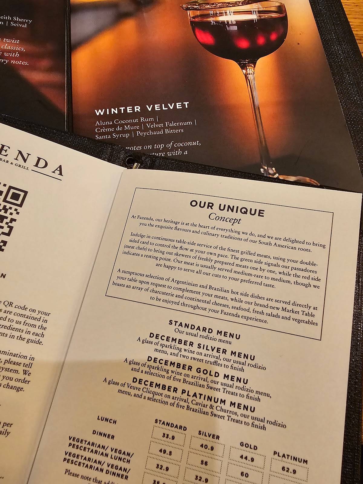 Menu at Fazenda Rodizio Bar & Grill, Edinburgh