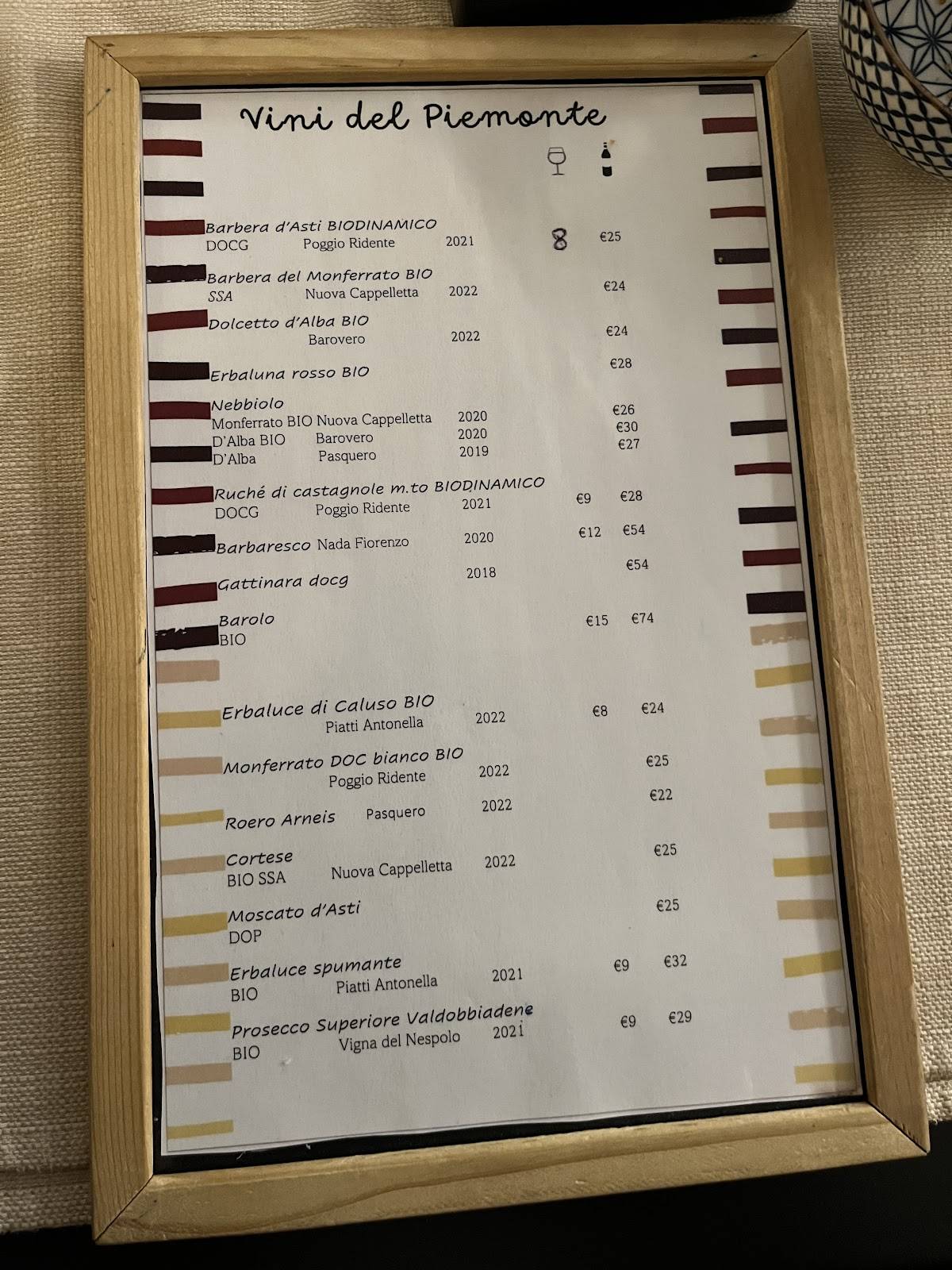 Menu at Filo e Fieno restaurant, Orta San Giulio