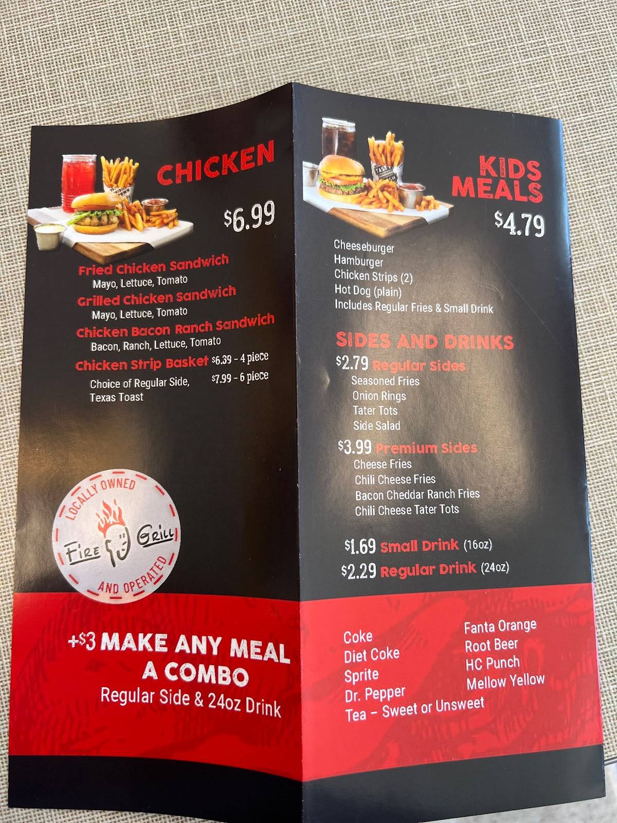 Menu at Fire Grill restaurant, Lincolnton
