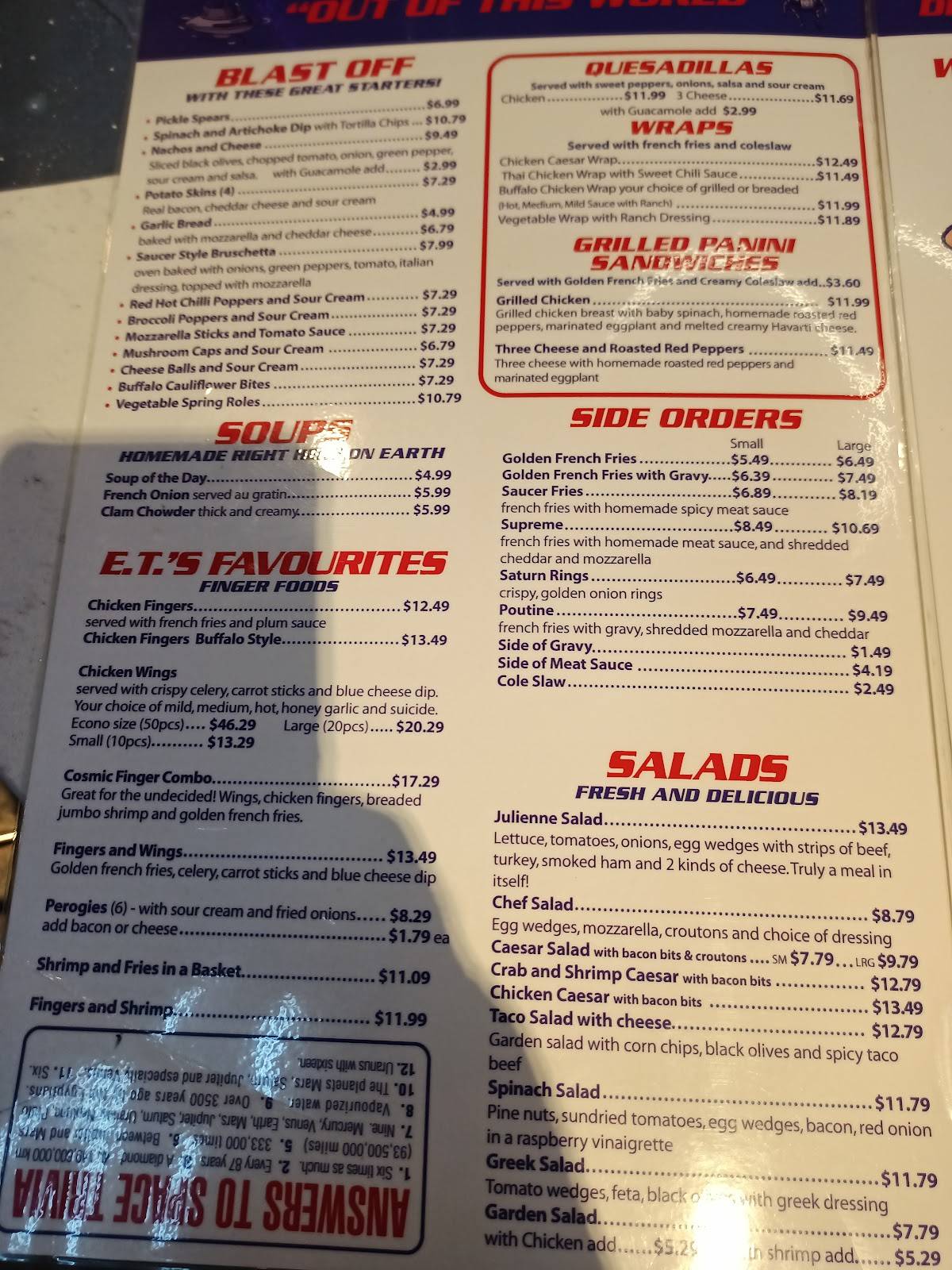 Menu at Flying Saucer Restaurant, Niagara Falls