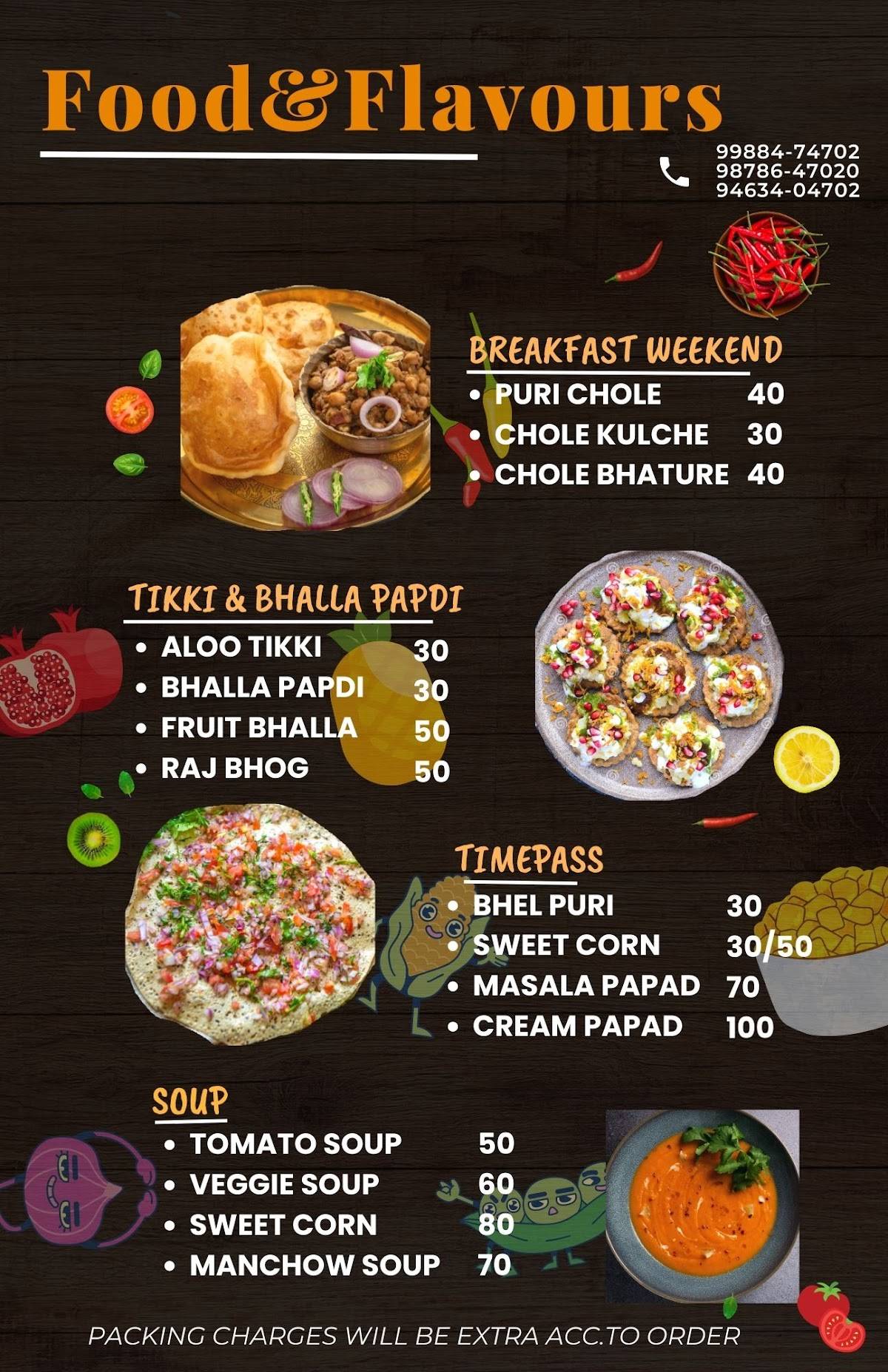 Menu at Food & Flavours fast food family restraunt, Ladhuka