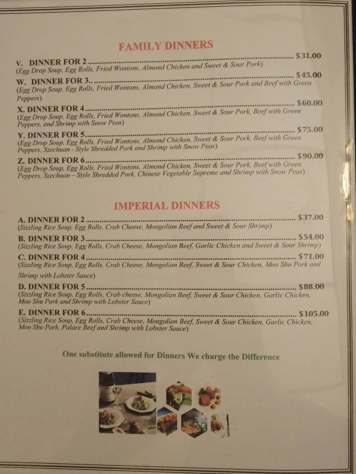 Menu at Forbidden City Chinese Restaurant, Saginaw