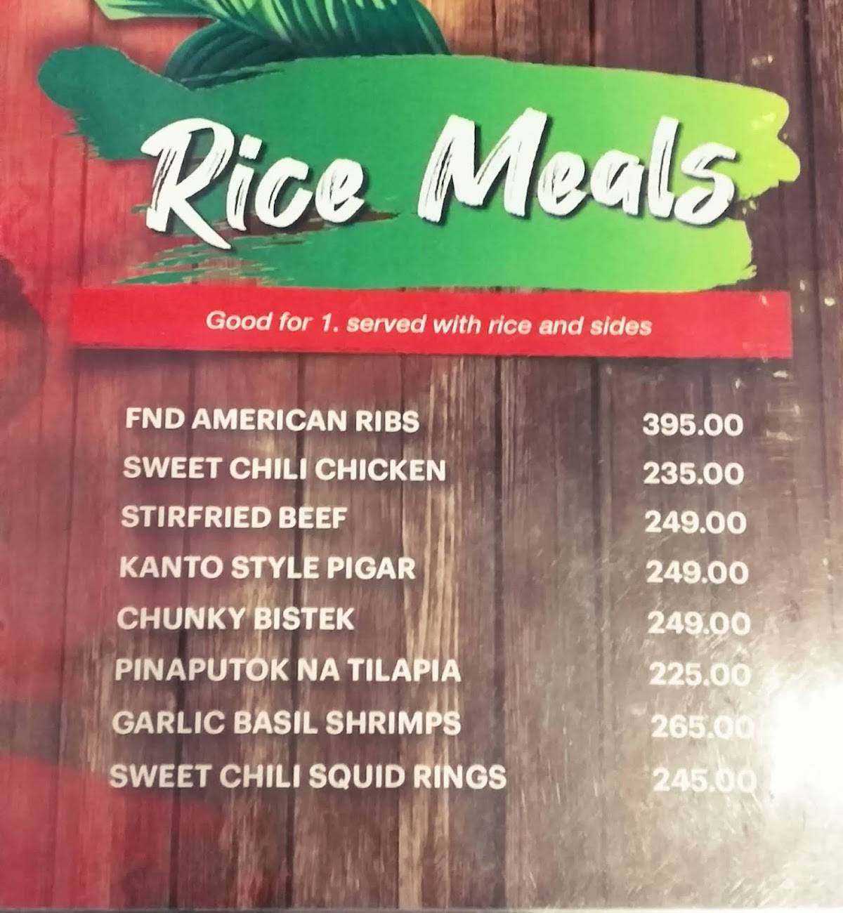 Menu at Fork N' Dagger restaurant, Baguio