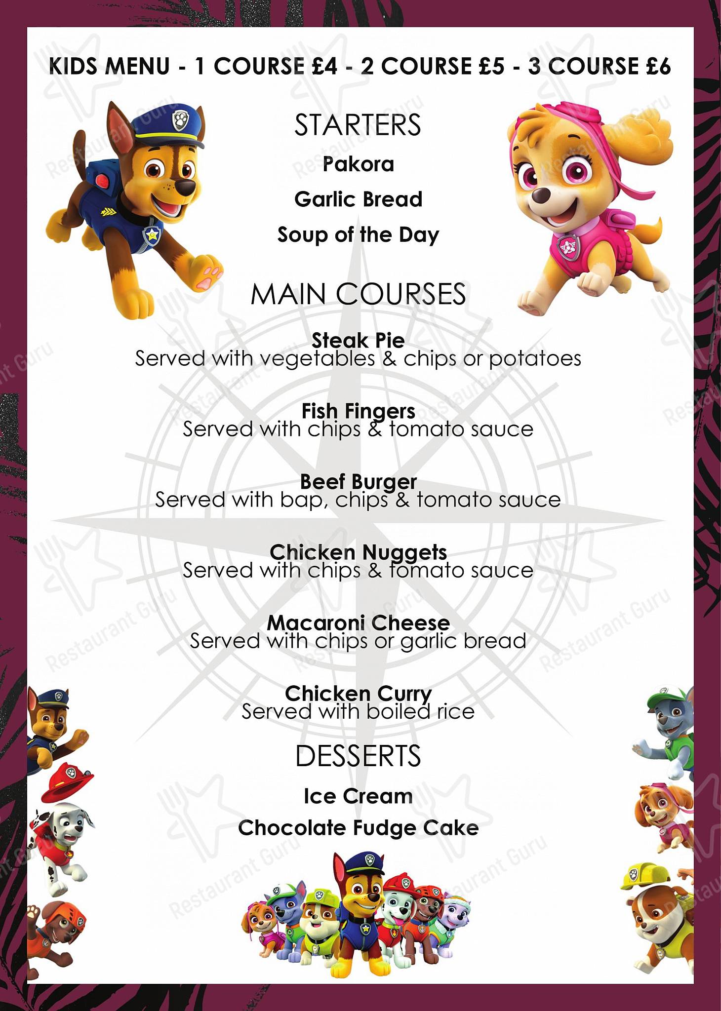 Menu at Hartys at the Fourways restaurant, Airdrie